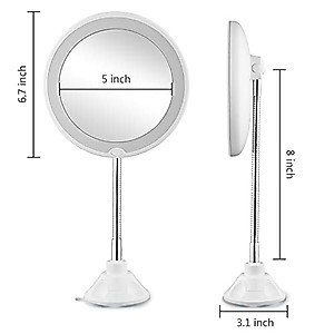 5X Magnifying Mirror with Light Makeup Mirror with Lights LED Lighted Makeup Mirror Vanity Mirror with Lights Flexible Gooseneck Mirror with Lights with Powerful Suction Cup