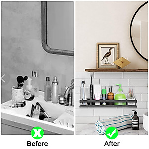 Sumnacon Stainless Steel Shower Caddy - Wall Mounted Shower Organizer with Screws, Waterproof Shower Storage for Bathroom Kitchen Shower Toilet Vanity, Black