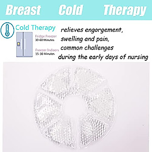 Breast Therapy Ice Packs, Hot and Cold Breast Pads, Breastfeeding Essentials Large Gel Bead Packs for Moms, 2 Pack (2 Ice Pack +2 Cover(Pink))
