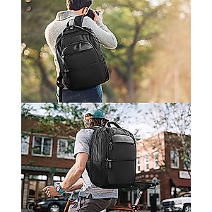 17 Inch Laptop Backpack for Men, TSA Approved Large Computer Backpack with USB Charging Port, Water Resistant Travel Business Backpack for Women, Anti Theft Carry on Daypack College Office Bag, Black