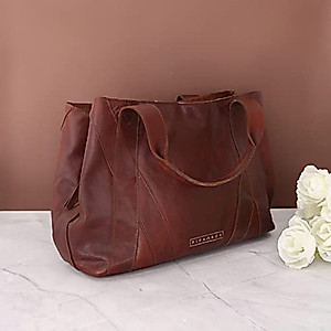 PIPABOX Class Apart Leather Tote Bag, Soft Leather Shoulder Bag, With Large storage for all daily essential for Girls & Women, Brown