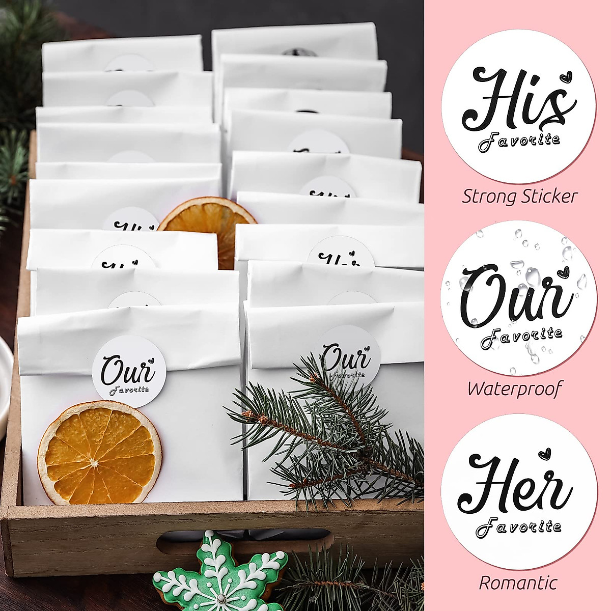 480 Pcs His Her Our Favorite Stickers for Wedding Candy Envelope Wedding Party Guest Gift His Favorite Her Favorite Stickers Labels White and Black Wedding Favor Stickers