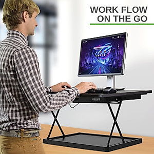 CHANGEdesk MINI Small Standing Desk Converter Height Adjustable Desktop Standing Desk Sit-to-Stand Up Desk Riser Laptop Standing Desk Converter, Black