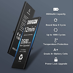 TAYUZH Battery for iPhone 12 Mini Ultra High Capacity Replacement Battery for iPhone 12 Mini A2399 A2400 A2398 A2176 with Professional Repair Tool Kit and Instruction