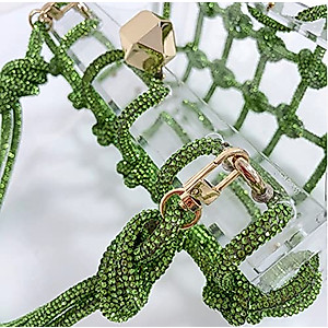 Grindfy Crystal-Embellished Rope Acrylic Clutch Rhinestones Evening Shoulder Bag Crystal women Clear Party Wedding Knot Bag (Sliver)