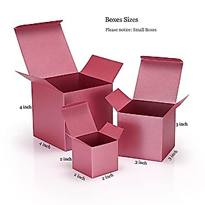 Quotidian Red Foldable Medium Vintage Italian Pearlescent Paper Glitter Gift Boxes with Lids 3" x 3" x 3" (7.6 x 7.6 x 7.6cm) Pack of 12 - Cookie Bakery Candy Party Wedding Holiday