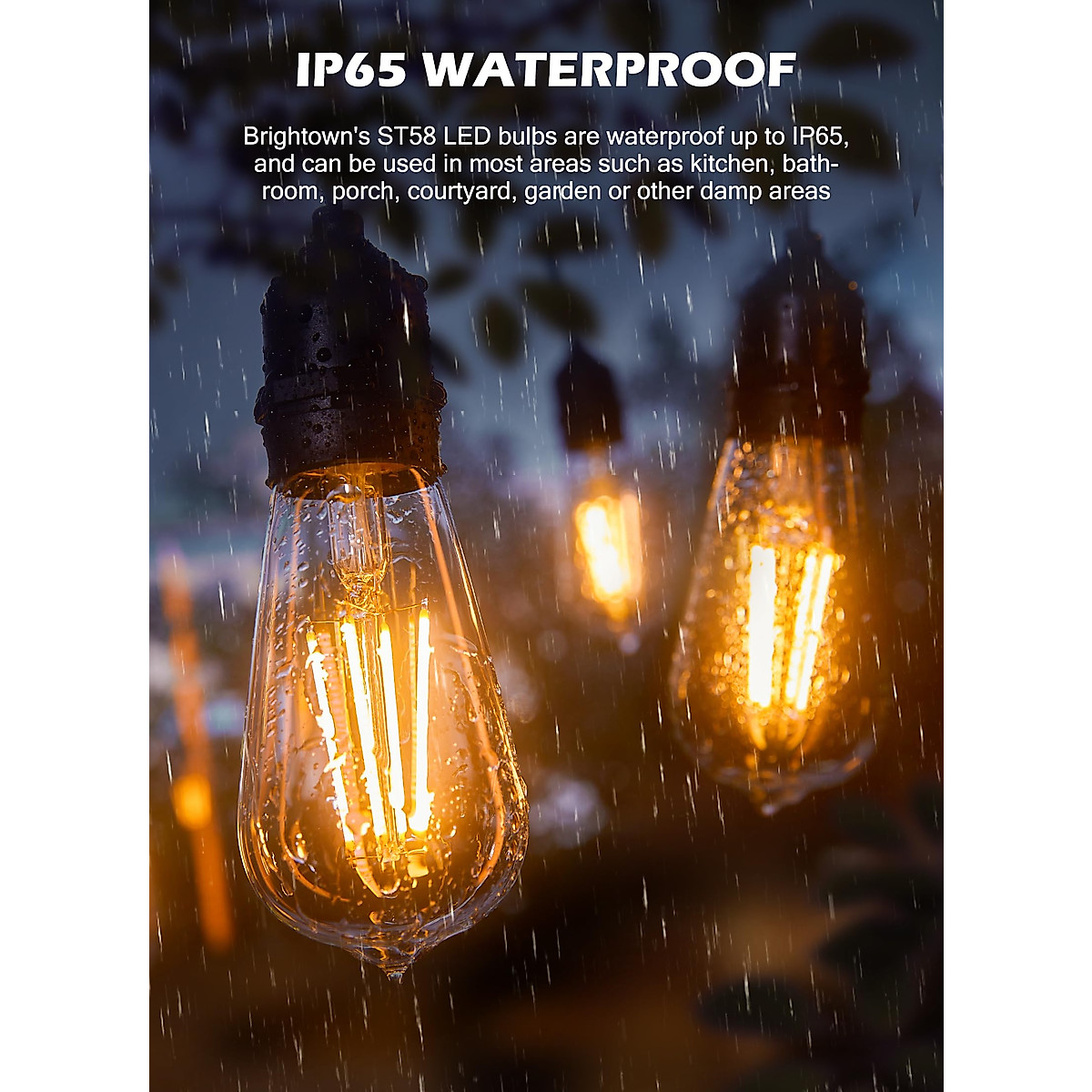 Brightown Vintage LED Edison Bulbs, 6W, Equivalent 60W, High Bright 2700K Warm White,750 Lumens, Non-Dimmable, E26 Medium Base ST58 Antique Filament Bulbs with 83+ CRI for Ceiling Fan Bathroom Porch