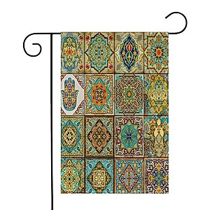 Double-sided garden flag Mandala Talavera Mexican Tiles Outdoor Flag Garden Flag Yard Outdoor Decoration （12×18in）.
