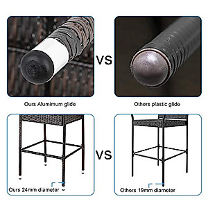 JOYBASE Outdoor Bar Stools Set of 2, Patio Stools, Tall Patio Chairs, Wicker Rattan Outside Barstool with Back and Armrest (Brown)