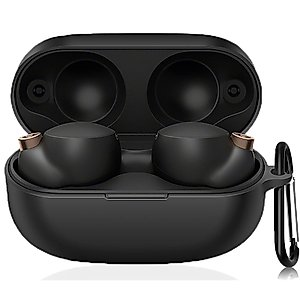 Compatible with Sony WF-1000XM4 Case, Lamshaw Protective Soft TPU Case with Keychain for Sony WF-1000XM4 Noise Canceling Truly Wireless Earbud (Black)
