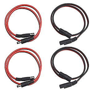 WMYCONGCONG 4 PCS SAE to DC Connector DC 5.5 x 2.1mm Male Female Cable to SAE Adapter Connector Cable 30cm 14AWG for Motorcycle Solar Panel Charger