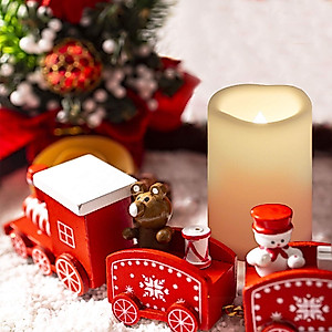 YINCHI Outdoor Waterproof Flameless Candle with Timer Flickering Large Plastic Battery Operated LED Lantern Light Bright Electric Pillar for Outside Patio Garden Party Wedding Decorations 4”(D)x6”(H)