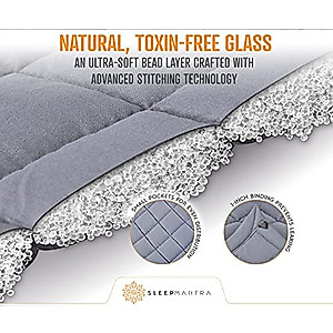 Cooling Weighted Blanket for Adults - (20lb, Queen/Full, 60"x80"), Thick Quilted, Breathable Pre-Washed Microfiber Fabric, Natural Glass Beads for Calming, Restful Sleep, Sleep Mantra (Gray)