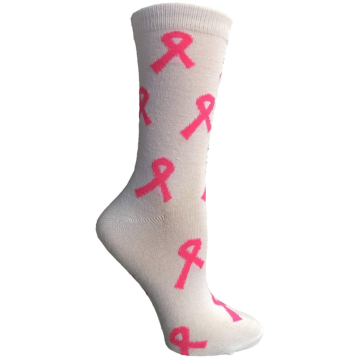 60 Pairs of Pink Ribbon Breast Cancer Awareness Ankle/Crew Socks for Women (Assorted (Crew))