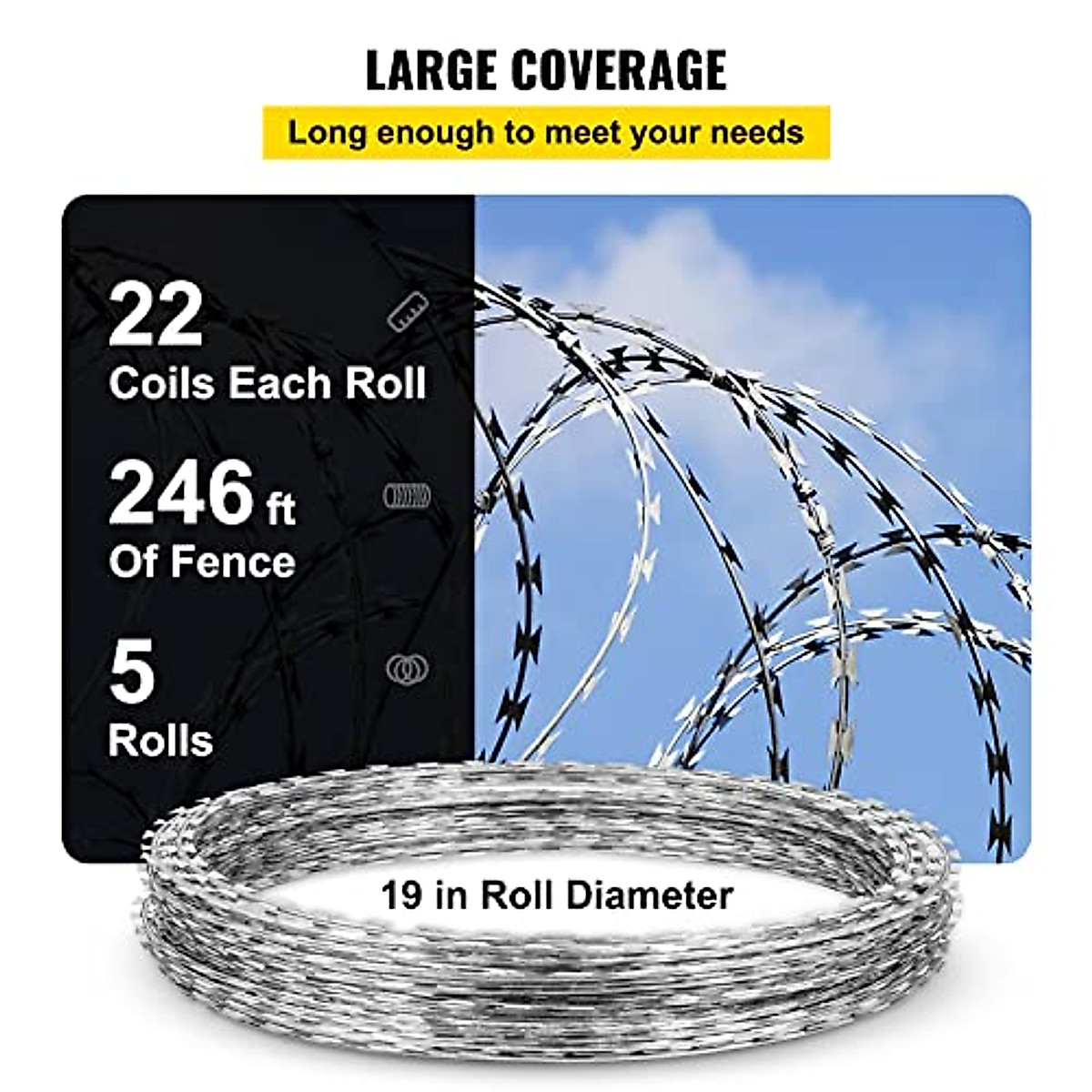 LOVSHARE 250FT Razor Wire, Sliver