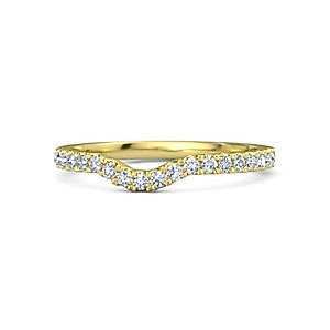 foreverjewelryhub 0.20ct Round Cut D/VVS1 Diamond Curved Half Eternity Wedding Band 14k Yellow Gold Plated 925 Sterling Silver