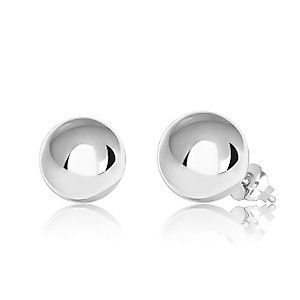 Honolulu Jewelry Company Premium Sterling Silver Polished Round Ball Stud Earrings with 5mm Backings (8mm)