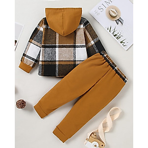 DISAUR Toddler Boy Clothes 12M-5T Plaid Long Sleeve Hoodie Sweatshirt+Letter Print Pants 2PCS Fashion Fall Outfit Sets