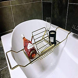 OldPAPA Bathtub Trays, Stainless Steel Expandable Shower Bathtub Tray Over Bath Tub Racks Shower Organizer with Removable Book Holder - Non-Slip Grip | Fits Most Tubs