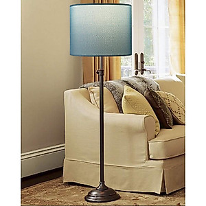 Wellmet 16"x16"x12" Assembly Required Lampshade for Table Lamp, Bedside Lamp, Floor Lamp, Fabric Drum Lampshade Classic Modern Style, Spider Fitter, Blue