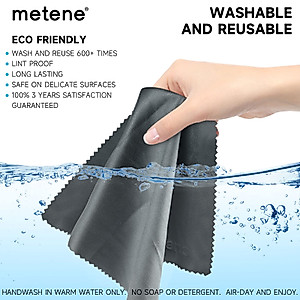 Metene 15 Pack Microfiber Cleaning Cloths (6"x7") in Individual Vinyl Pouches | Glasses Cleaning Cloth for Eyeglasses, Phone, Screens, Camera Lens and Other Delicate Surfaces Cleaner (Gray)