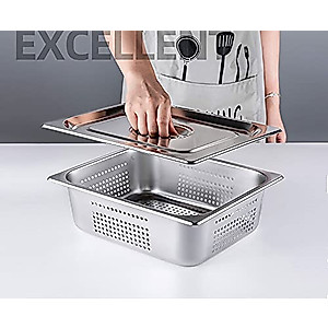 Stainless Steam Hotel Pan 1/2 Half-Size 22 Gauge Stainless Steel Anti-Jam Steam Table Pan with Lid (Lid)