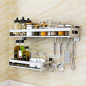 DRNKS Kitchen Wall Shelf Bathroom Wall Hanging 304 Stainless Steel Punch Free Wall-Mounted Household Multifunctional Seasoning Shelf Suitable for Kitchen ( Size : 30cm )