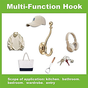 TUNNY Towel Hooks Bathroom - 5 Pack Champagne Bronze Coat Hook Robe Hooks Decorative Wall Hooks for Bathroom Bedroom Kitchen Towel Robe Clothes Cabinet Closet Bathroom Hardware