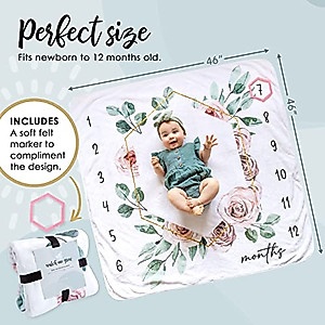 Calloo Baby Monthly Milestone Blanket for Baby Girls, Baby Monthly Milestone Blanket Girl, Baby Month Blanket for Baby Girl, Monthly Baby Milestone Blanket Girl, Baby Growth Chart Blanket 46"x46"