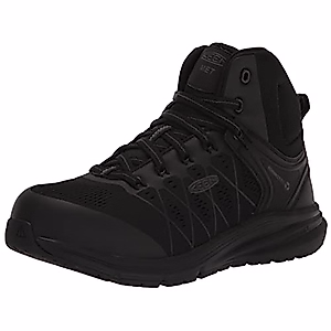 KEEN Utility Women's Vista Energy Mid Height Composite Toe Internal Metatarsal Guard Industrial Work Boots, Black/Raven, 7.5 Wide