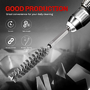 Columpro 6PCS 304 Stainless Steel Bore Brush Copper Pipe Cleaner, Twisted Wire Drill Brush,1/4 Inch Hex Shank S2 Steel Handle, for Power Drill Plumbing Tools