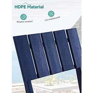 Homenjoy Patio Bar Stools Set of 2, HDPE Weather Resistant Tall Adirondack Chair, Heavy Duty Bar Height Adirondack Chairs with Footrest, 27.8 inch High Balcony Chair for Deck Pool, Navy