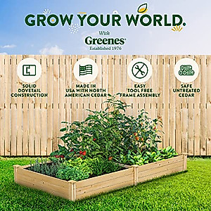Greenes Fence Original Cedar Raised Garden Bed, 4' x 8' x 10.5" - Made in USA with North American Cedar