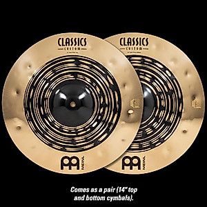 Meinl Cymbals Classics Custom Dual 14" Hihat Cymbal Pair for Drum Set, Dark/Brilliant — Made in Germany — B12 Bronze, 2-Year Warranty, (CC14DUH)