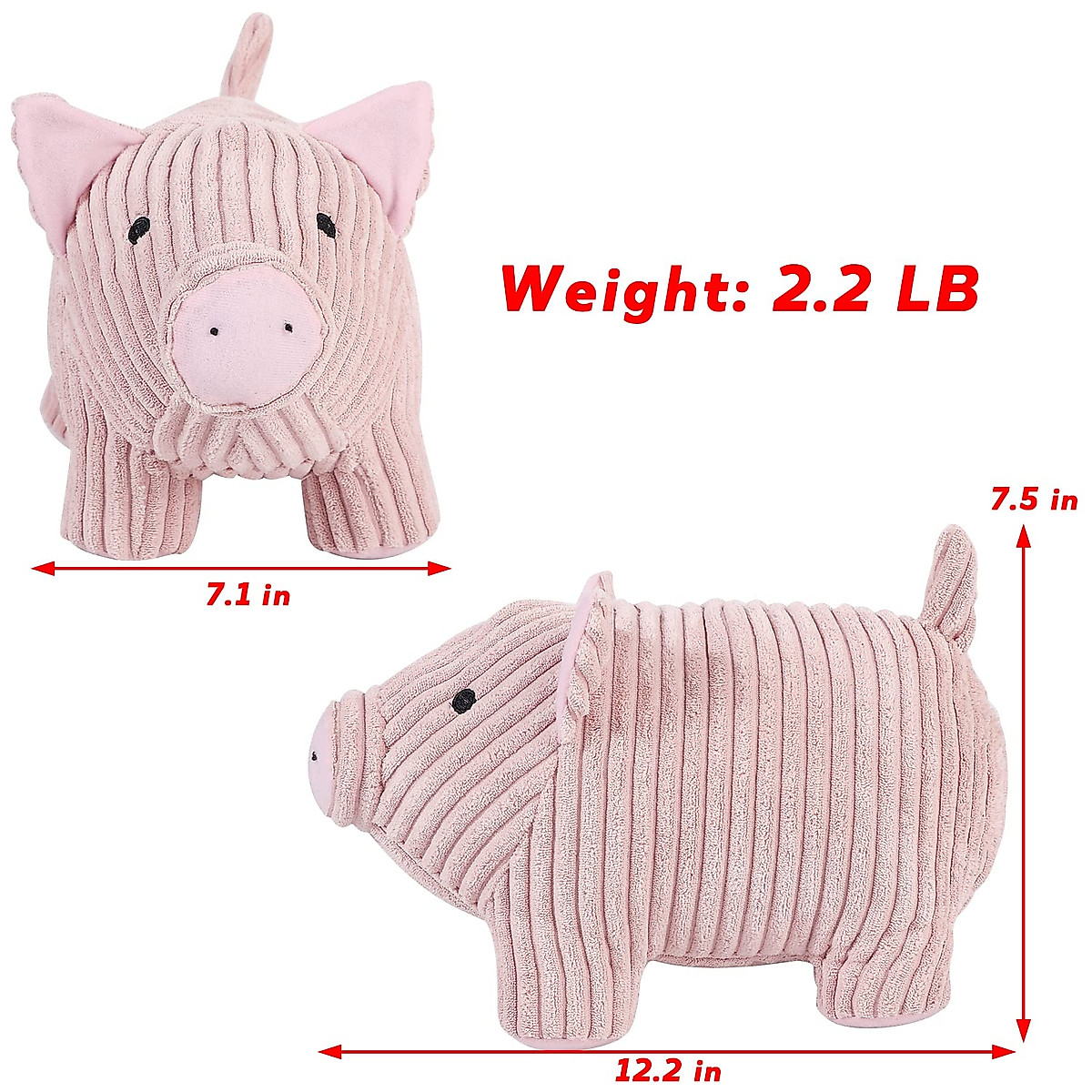 SANFERGE Cute Decorative Door Stopper for Home and Office Floor Door Stops, Fabric Animal Weighted Heavy Wall Protectors, Pink Pig