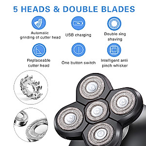 NETB 5 in 1 Women Razor for Legs Bikini Face Underarm Body,Painless Electric Shaver for Women with LED Display,Waterproof Lady Shavers Electric Rechargeable Hair Trimmer