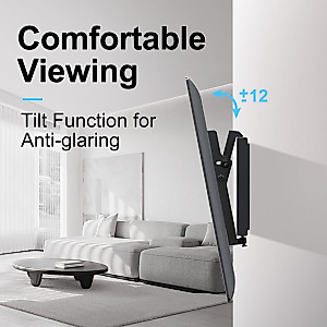 MAXXIVO Tilt TV Wall Mount Bracket for 17-43 inch TVs, Max VESA 200 x 200mm and 66 lbs Load Capacity, Compatible with Single/8" Wood Studs, Space-Saving Low Profile Design, Bubble Level Included