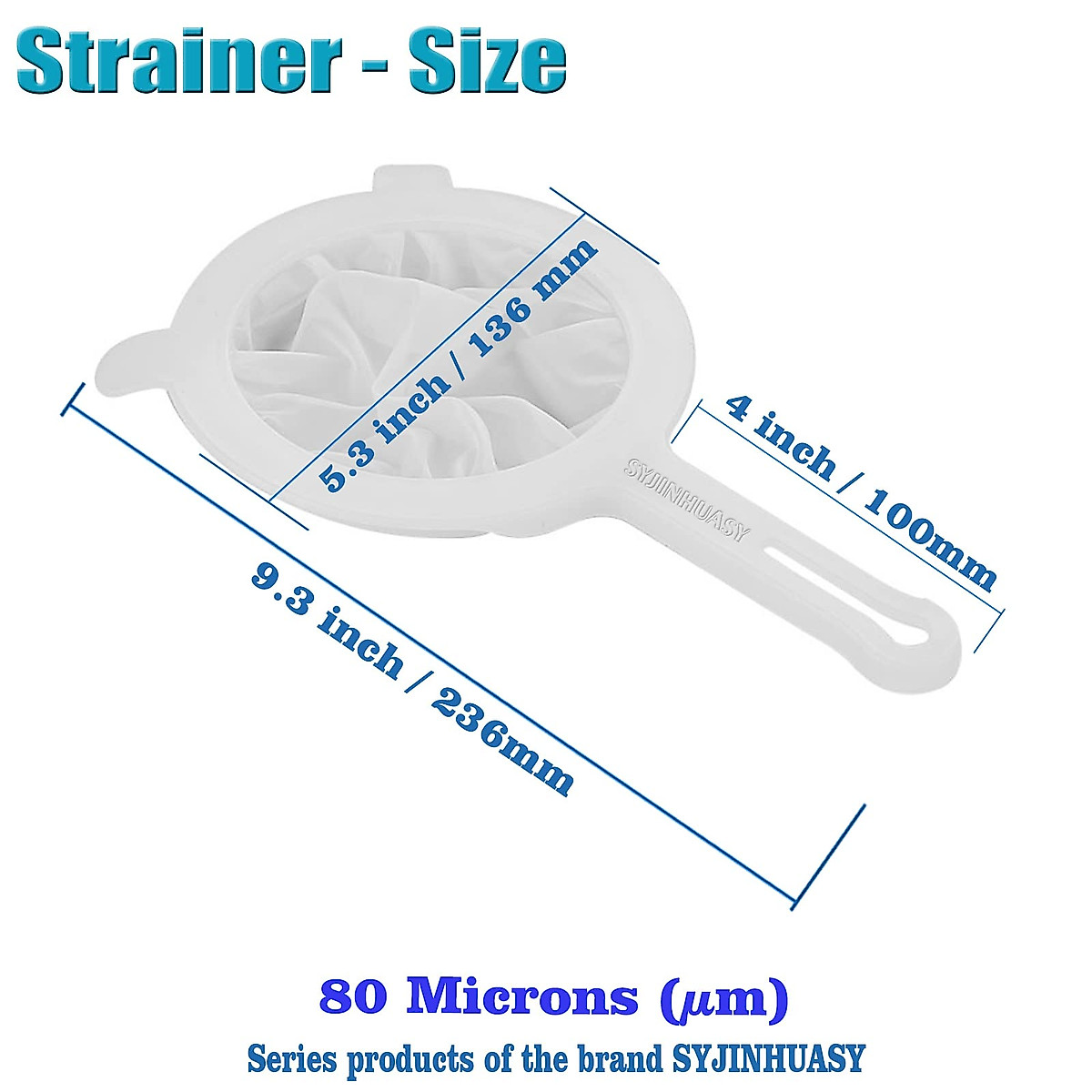 Kitchen Ultra-Fine Nylon Mesh Strainer Food Yogurt Mesh Sieve Plastic Mesh Colander with ​Handle Mini Brine Shrimp Separation Net for Filtering Juice Juice Milk Honey (80Mesh)