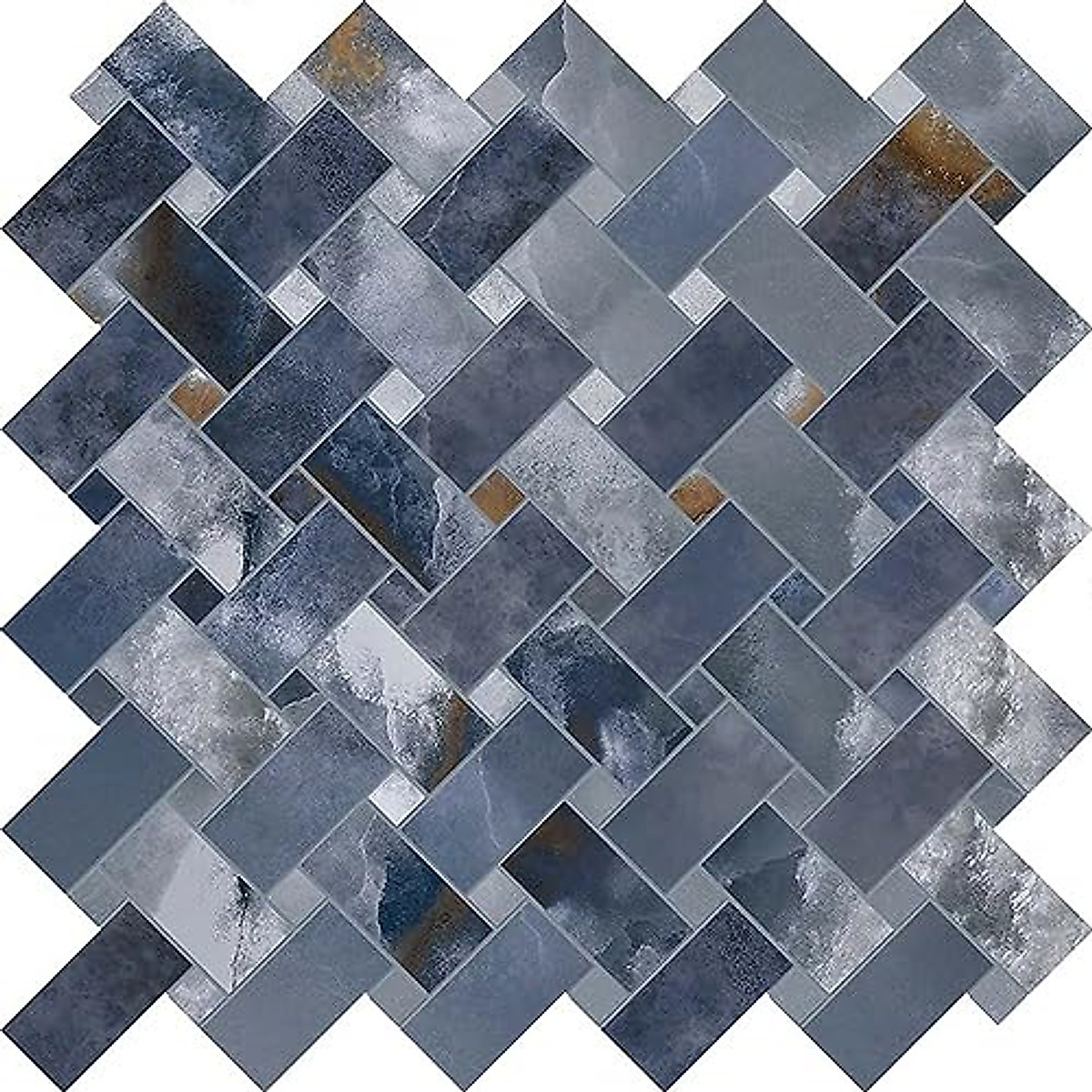 TILECLUB 11.81 in. x 11.81 in. Matte Blue Porcelain Mosaic Wall and Floor Tile Sample Swatch
