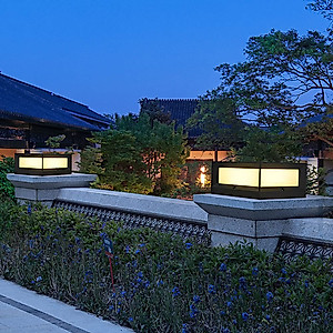 XLBHLH LED Post Light Outdoor, Modern Outdoor Column Lights IP65 Waterproof Aluminum Pillar Lights Outdoor Lighting for Yard Garden Patio Path with Acrylic Lampshade, 27X13CM