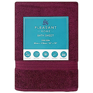 Pleasant Home Bath Sheets Set - 2 Pack – 35” x 70” - 100% Cotton - 600 GSM – Soft & Absorbent – Durable (Violet)