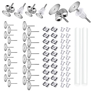 TOAOB 600pcs Earring Posts and Backs 4mm 6mm Stainless Steel Earring Post Blanks Earring Studs with Butterfly Earring Backs and Rubber Earring Backs for Jewelry Making Supplies Earring Findings