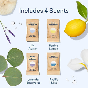 BLUELAND Hand Soap Starter Set - 1 Refillable Glass Foaming Hand Soap Dispenser + 4 Tablets Refills | Iris Agave Scent | Eco Friendly Hand Soap | Makes 4 x 9 Fl oz bottles (36 Fl oz total)