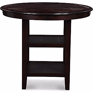 New Classic Furniture Gia 5-Piece Round Counter Height Dining Set with 1 Dining Table and 4 Chairs, 42-Inch, Ebony
