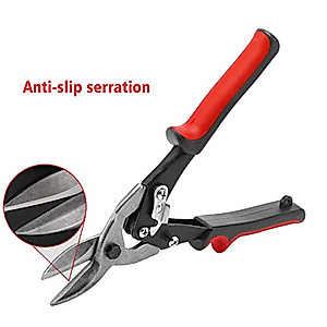 Aviation Snip - Straight Cut Tin Snips Cutting Metal Shears with Forged Tooth-Ripple Blade Cutting Steel Tool for Steel Aluminum Leather Copper