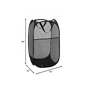Ycsxhandpick Laundry Hamper Black Mesh Pop Up Dirty Clothes Hamper Portable Collapsible Clothes Baskets