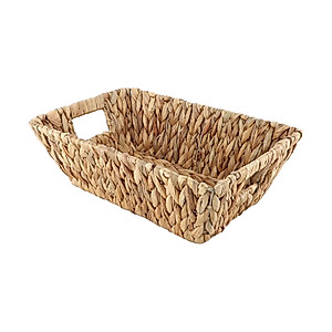 JLKIMZVO Water Hyacinth Baskets With Handles for Organizing Shelves Natural Wicker Baskets for Organization, Hand-Woven Storage Baskets
