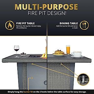 Mazatzal 28IN Square Propane Fire Pit Table 50,000 BTU Small Patio Gas Firepit Table Auto-Ignition Fire Table with Rust-Free Aluminum Tabletop and Weather Cover for Indoor Outside Deck Backyard