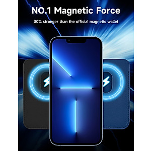 Kimguard [2 Pack] Magnetic Card Wallet Holder with Mag-Safe for iPhone 14 Pro Max/14 Plus/14 Pro/14, for iPhone 13 Pro Max/13 Pro/13/13 Mini, for iPhone 12/12 Pro/12 Max/12 Mini, Black & Blue