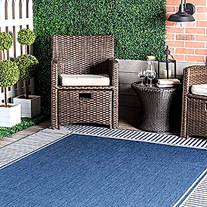 nuLOOM Asha Simple Border Indoor/Outdoor Area Rug, 5' x 8', Navy
